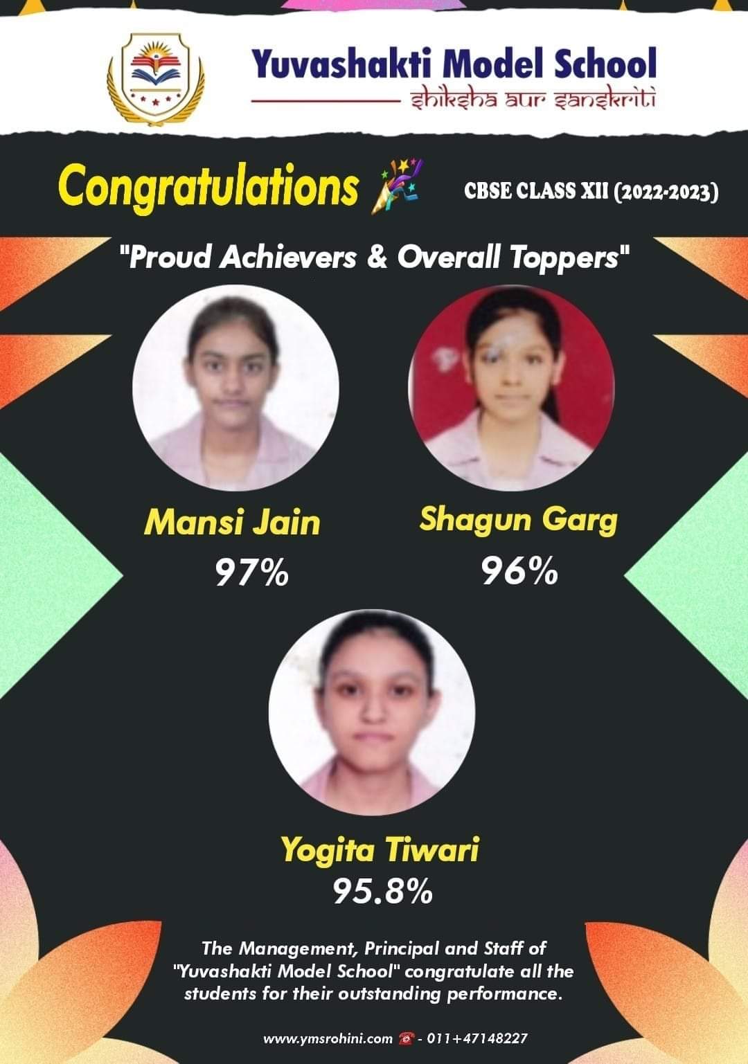 CBSE Results Class XII & X - YMS Rohini