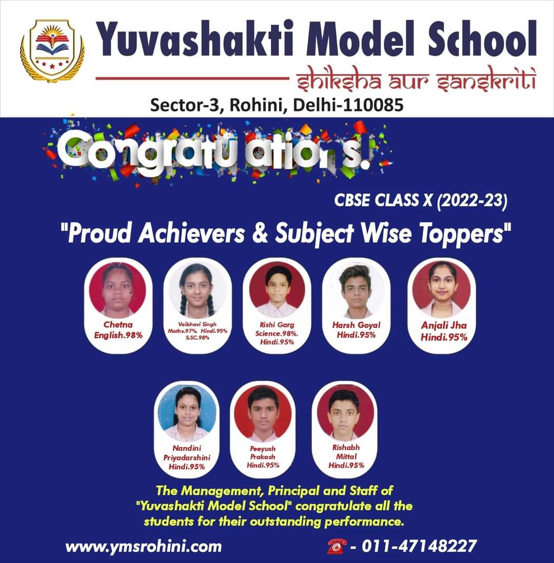 CBSE Results Class XII & X - YMS Rohini